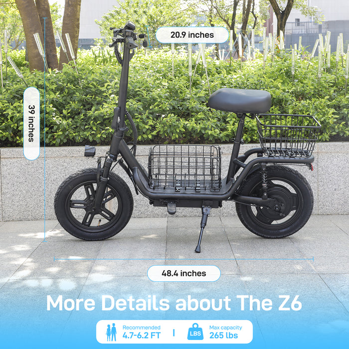 Hoverfly Z6 Electric Scooter with Seat - 500W Motor, 25-Mile Range, & Enhanced Safety Features