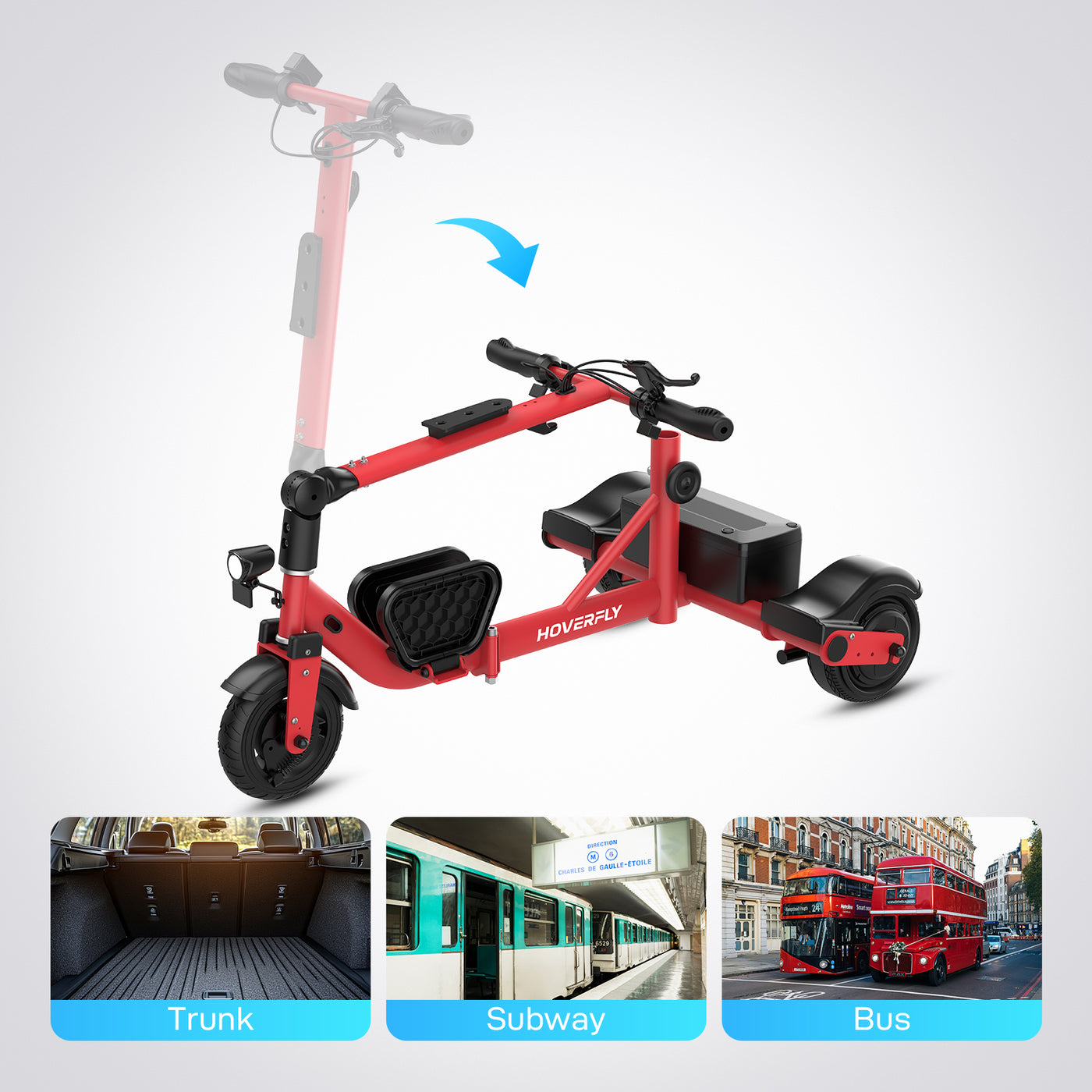 Hoverfly T3 Lightweight 3 Wheel Foldable Mobility Scooter for Seniors