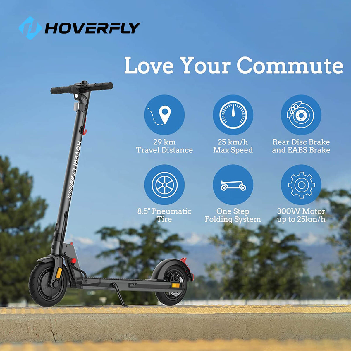 Hoverfly XR Elite Electric Scooter 15.5mph, 18miles range, 8.5" Tire ...